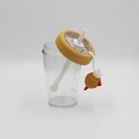 China 430ml Cartoon Design BPA Free Portable Plastic Water Bottles With Spout Straw for sale