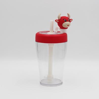 China Leak Proof BPA Free Kids Plastic Water Bottle With Straw Creative Design for sale