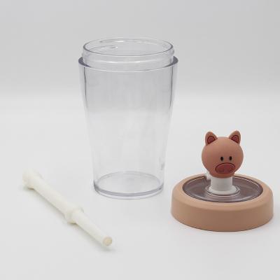 China Wide Mouth 185*89mm Creative Water Bottle With Cartoon Stopper for sale