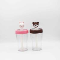 China Kids Transparent Plastic Water Bottles With Cartoon Bear Stopper for sale