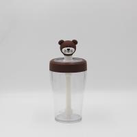 China Plastic Cartoon Reusable Straw Water Bottle Customized Label Logo for sale