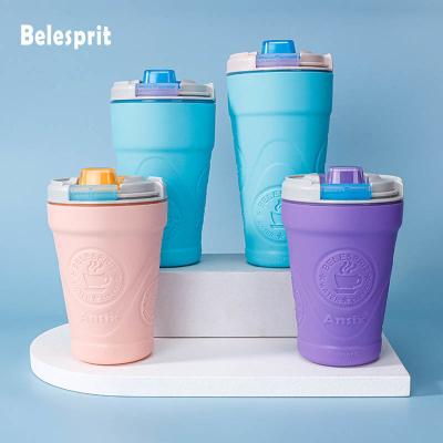 China Portable Leak Proof Flip Lid Water Bottles With Silicone Handle for sale