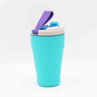 China BPA Free Couples Water Bottles 460ml Silicone Coffee Mug with Rope for sale