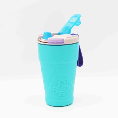 China BPA Free 360ml 460ml 560ml Silicone Coffee Mug With Plastic Sleeve for sale