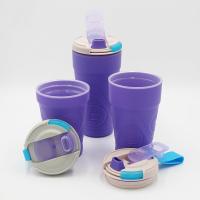 China OEM ODM Purple Silicone Coffee Mug With Silicone Handle Hand Sleeve for sale