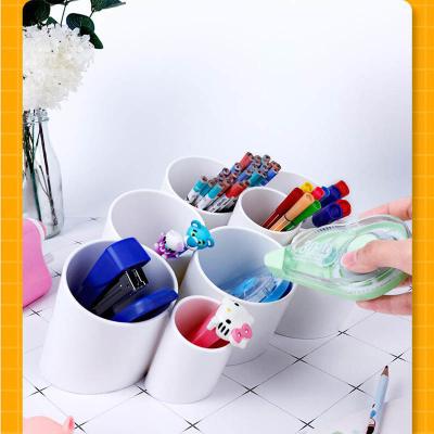 China Plastic PP Large Multifunction Desktop Pen Holder 9 Cups Pen Holder for sale