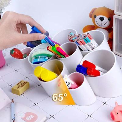 China Office 9 Tall Cups Multi Function Pen Holder Desk Storage Organizer for sale