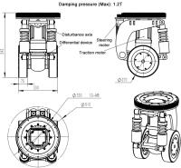 China Integral Damping AGV Drive Wheel 10 Inch 270mm Rubber Wagon Wheel for Sinolift Noblelift for sale