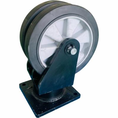 China Aluminum Core Elastic Rubber Forklift Caster Wheel 100mm 85kg Load Capacity for Hand Pallet Truck for sale