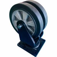 China 2 Ton AGV Heavy Duty Rubber Caster Wheels Twin Wheel Swivel Casters 200mm for sale