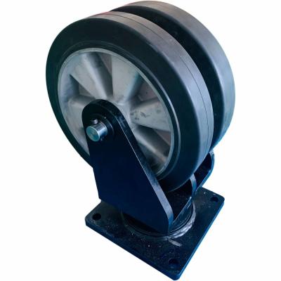 China 2 Ton AGV Heavy Duty Rubber Caster Wheels Twin Wheel Swivel Casters 200mm for sale