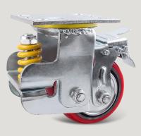 China Heavy Duty AGV PU Damping Spring Loaded Caster Wheel 5-8 Inch 350-500kg for sale