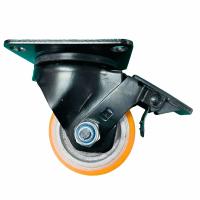 China 50mm AGV Swivel Caster Wheel with Plate Brake 50kg Load Capacity PU Tread for sale