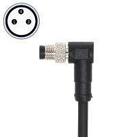 China Angled M8 3 Pin Male Connector Pre Assembled Customized Cable A Code PVC for sale