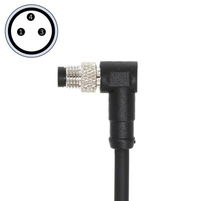 China Angled M8 3 Pin Male Connector Pre Assembled Customized Cable A Code PVC for sale