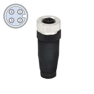 China M12 Connector Industrial Field Wirable Assembly Connector 4 Pin Female A Code for sale