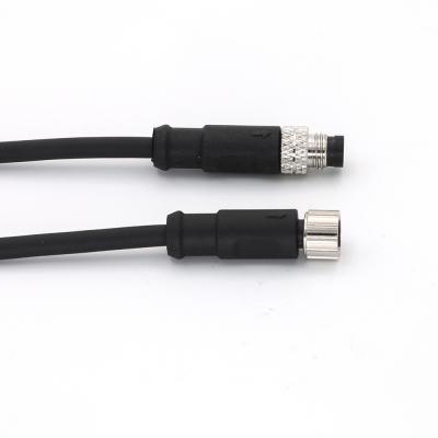 China M8 Shielded Cable Connectors Pre Assembled Straight Male 3 Pin A Code PVC for sale