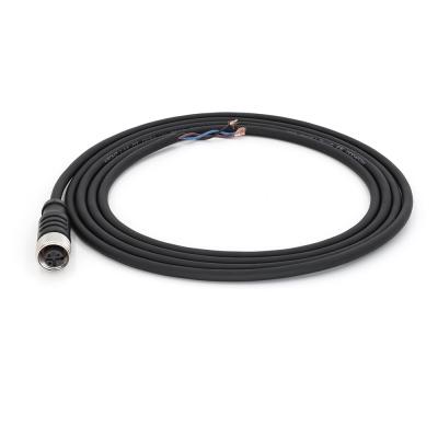 China Straight M12 Connector Female 12 Pin Pre Assembled 5M Cable PVC A Code for sale