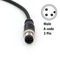 China Straight PVC M12 3 Pin Male Connectors 2M Pre Assembled Unshielded Cable Black for sale