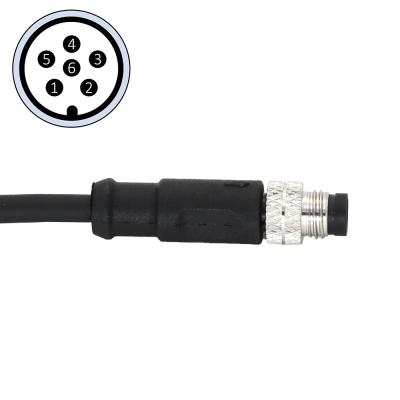 China A Code M8 Connectors With Pre Assembled 2 M Cable Straight Male 6 Pin A Code 30V for sale