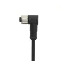China M12 Female Connectors With Molded Cable Angled 3 Pin IP67 Black Color for sale