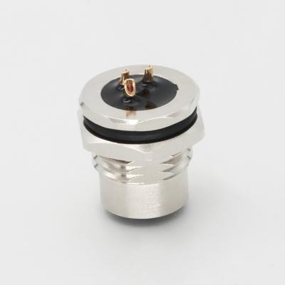 China Panel Mount M12 Connector IEC 61076-2-101 Female 3 Pin Front Mounting M16x1.5 for sale