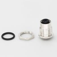 China Panel Mount M12 Connector IEC 61076-2-101 Female 3 Pin Front Mounting M16x1.5 for sale