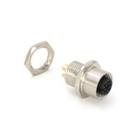 China M12 Panel Mount Connector Female 5 Pin Rear Mounting  M16 X 1.5 IP67 for sale