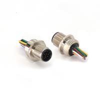 China M12 Panel Mount Connectors Male Rear Mounting PCB IP67 IEC 61076-2-101 PIN12 for sale