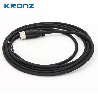 China M12 Circular Connector Straight 3P 5 Meter Sensor Connectors with Pre-molded PVC Cable for sale