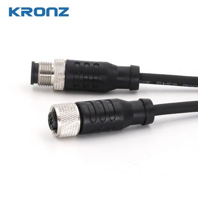 China M12 Circular Connector 4A 3 Pin IEC 61076-2-101 IP67 Straight Cable for Sensors for sale