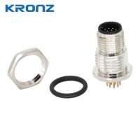 China M12 Male Conector Panel Mounting 12 Pin A Code Circular Connectors for PCB Mounting for sale