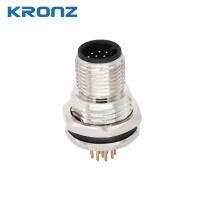 China M12 Male Conector Panel Mounting 12 Pin A Code Circular Connectors for PCB Mounting for sale