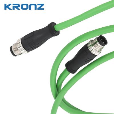 China M12 Shielded Ethernet Cable Connector A Code 4 x 2 x 24AWG PUR Drag Chain OD=6.9 for sale