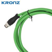 China M12 Ethernet / IP Connector Dual Shield 4 X 2 X 0.25 Yellowish Green PVC Cable 10 Meter for sale