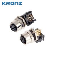 China M12 Angled Female Back Mount Socket PCB Type Panel Mount 3/4/5/6/7/8/12 Pin Connectors for sale