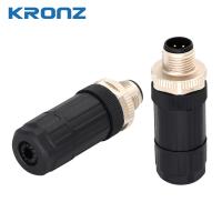 China M12 Plug Connector 8 Pin A-code Black Screw Connection For Industrial Applications for sale
