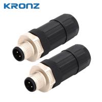 China M12 Plug Connector 8 Pin A-code Black Screw Connection For Industrial Applications for sale