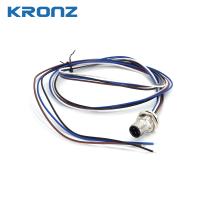 China M12 Cable Connector Male Aviation Socket with 1m Wire Open 12mm Panel Mount Plug for sale