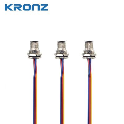 China M12 8 Pin Connector Cable IP67 Waterproof Panel Front Socket Plug with 1M Wire for sale