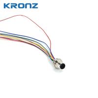 China M12 8 Pin Connector Cable IP67 Waterproof Panel Front Socket Plug with 1M Wire for sale