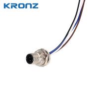China M12 Cable Connector Male Aviation Socket with 1m Wire Open 12mm Panel Mount Plug for sale