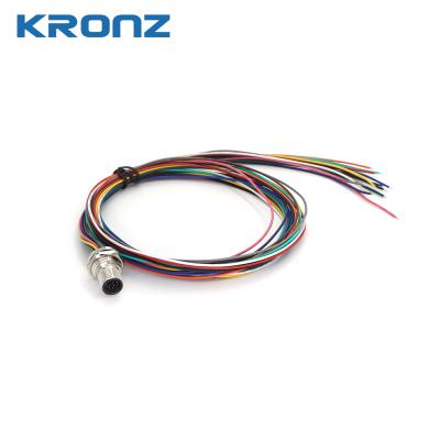 China Waterproof M12 12 Pin Socket Wire Board Front Connector Cable with Zinc Alloy Shell for sale