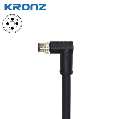 China M12 male bent pre cast connector T-CODE IP67 Suitable for automated sensors for sale
