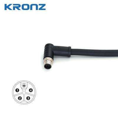 China M12 male bent pre cast connector K-CODE IP67 Suitable for automated sensors for sale