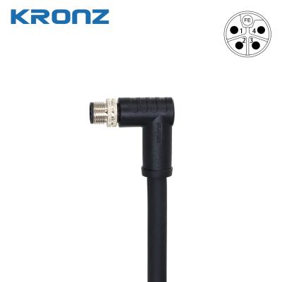 China M12 male bent pre cast connector L-CODE IP67 Suitable for automated sensors for sale