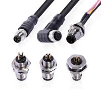 China M12 Plug Connector with >100 Mating Cycles, Gold or Nickel Plated Contacts, and Up To 250 V for Industrial Automation for sale