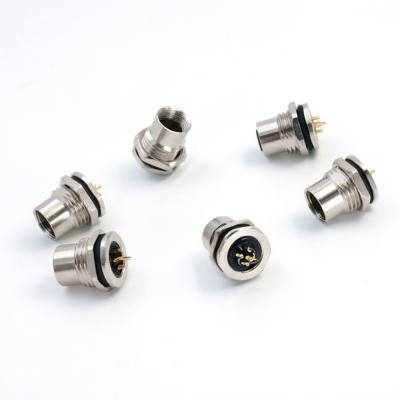 China M12 Panel Mount Connector Female A-Code 5-Pin Front Fastened Solder Cup for Industrial Automation for sale