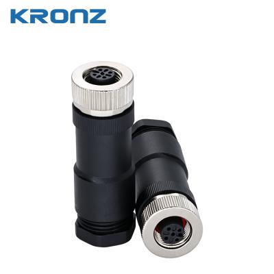 China M12 Female Field Wirable Connector with IP67 Protection, Screw Connection, and A-CODE Keying for sale