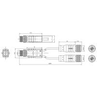 China M12 Y-distributor with Cable Male M12x1 - Female M12x2 for sale